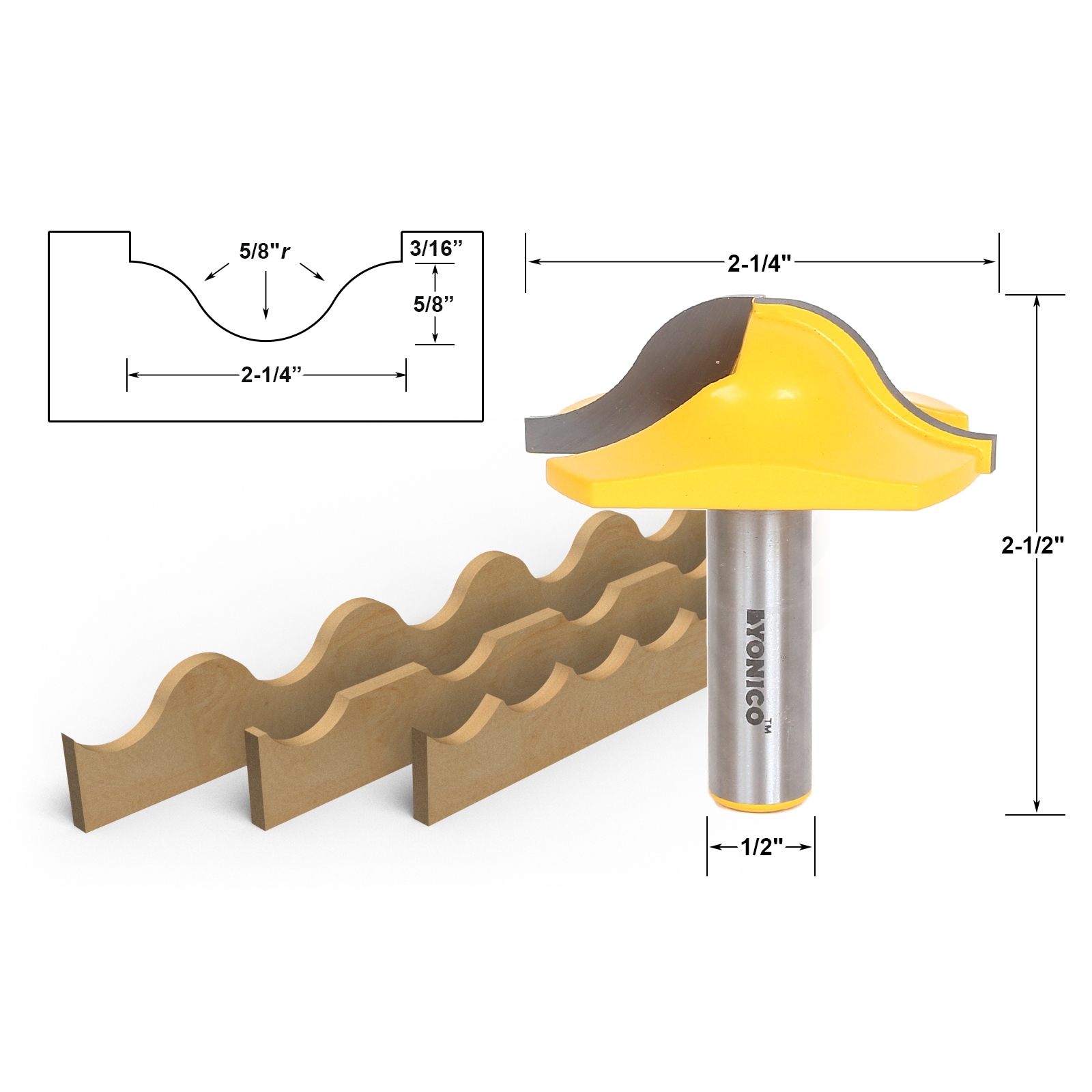 Carbide Tipped, Ogee Groove Router Bit - 1/2" Shank