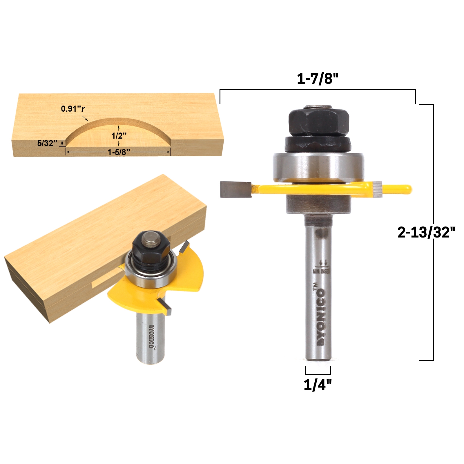 Biscuit Joint Slot Cutter Router Bit - 5/32" Thick x 1/2" Deep
