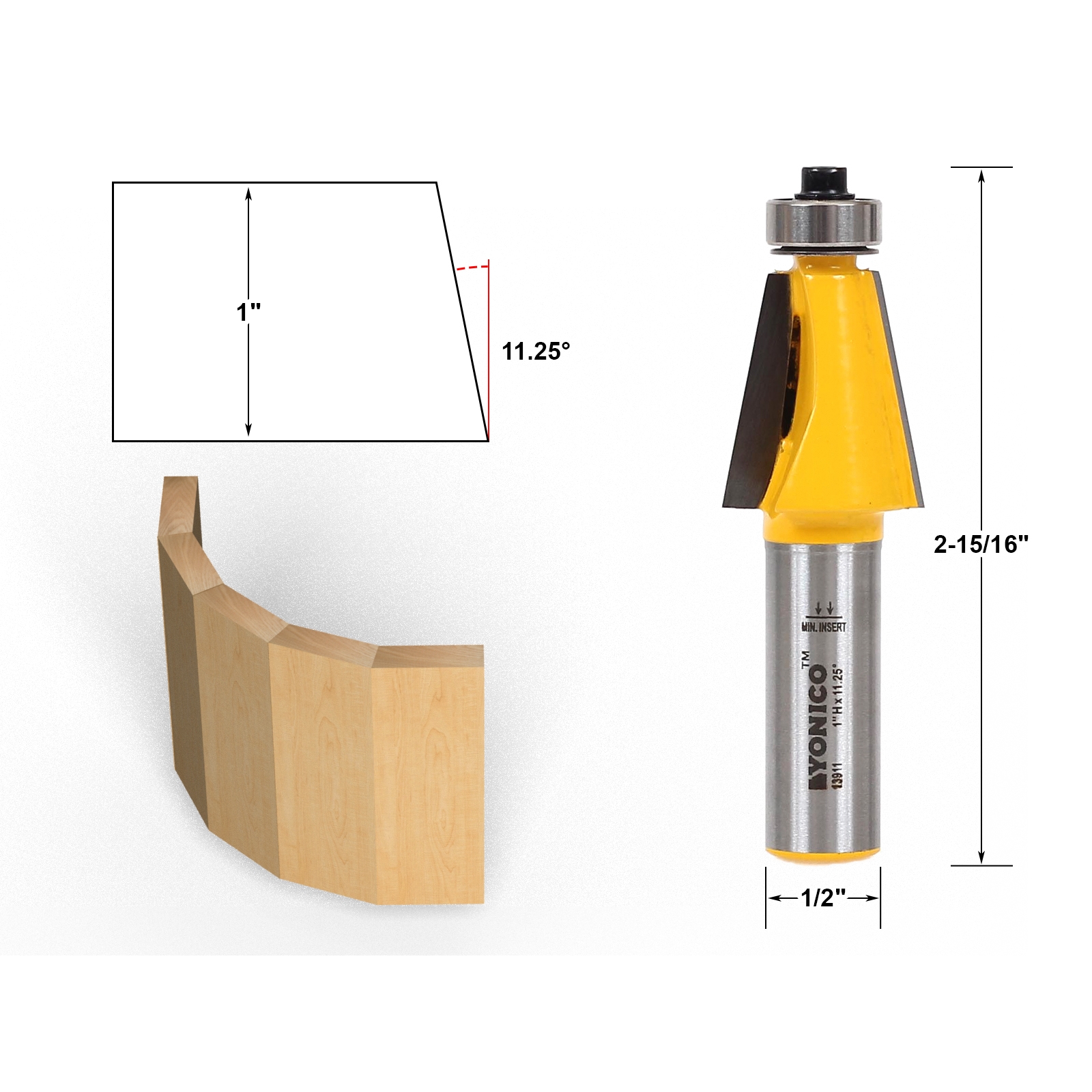 Edging :: Chamfer :: 11.25° Chamfer & Bevel Edging Router Bit - 1/2 ...