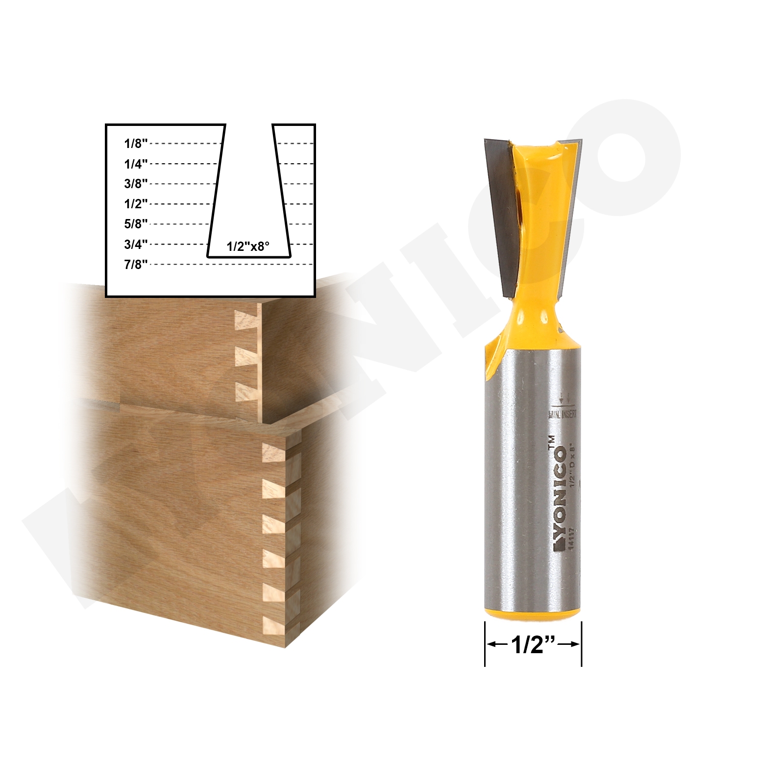 Joinery :: Dovetail :: Dovetail Router Bit - 1/2" x 8° - 1/2" Shank ...