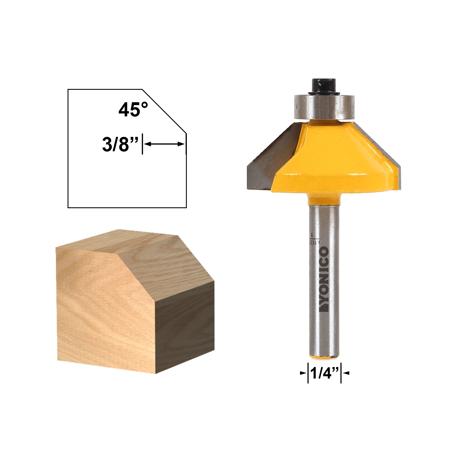 Edging :: Chamfer :: 45° Chamfer/Bevel Edging Router Bit - Medium - 1/4 ...