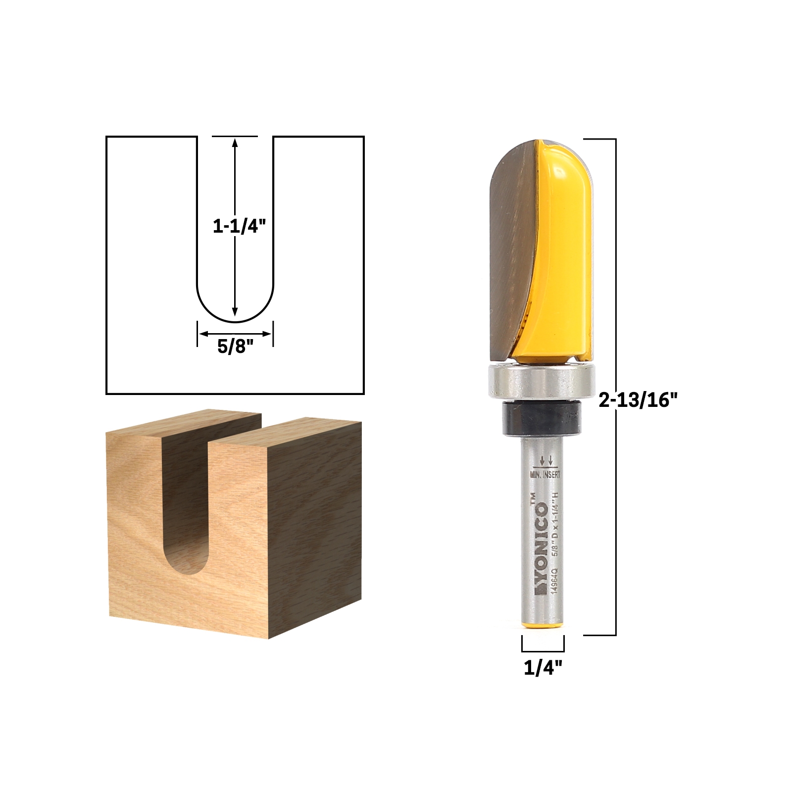 Groove :: Core Box :: 5/8" Diameter Core Box Router Bit - 1/4" Shank ...
