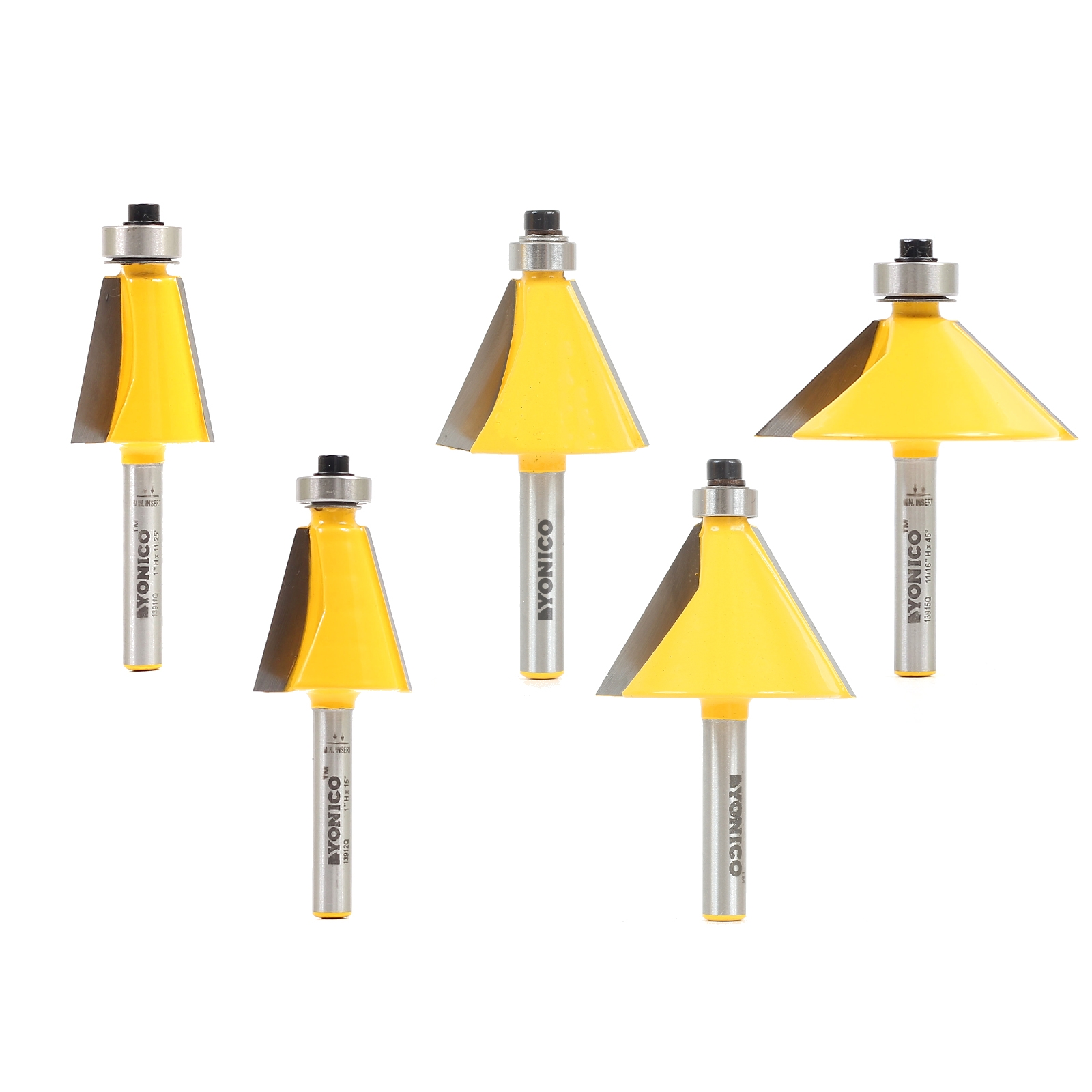 Edging :: Chamfer :: 5 Bit Chamfer Edge Forming Router Bit Set - 1/4 ...