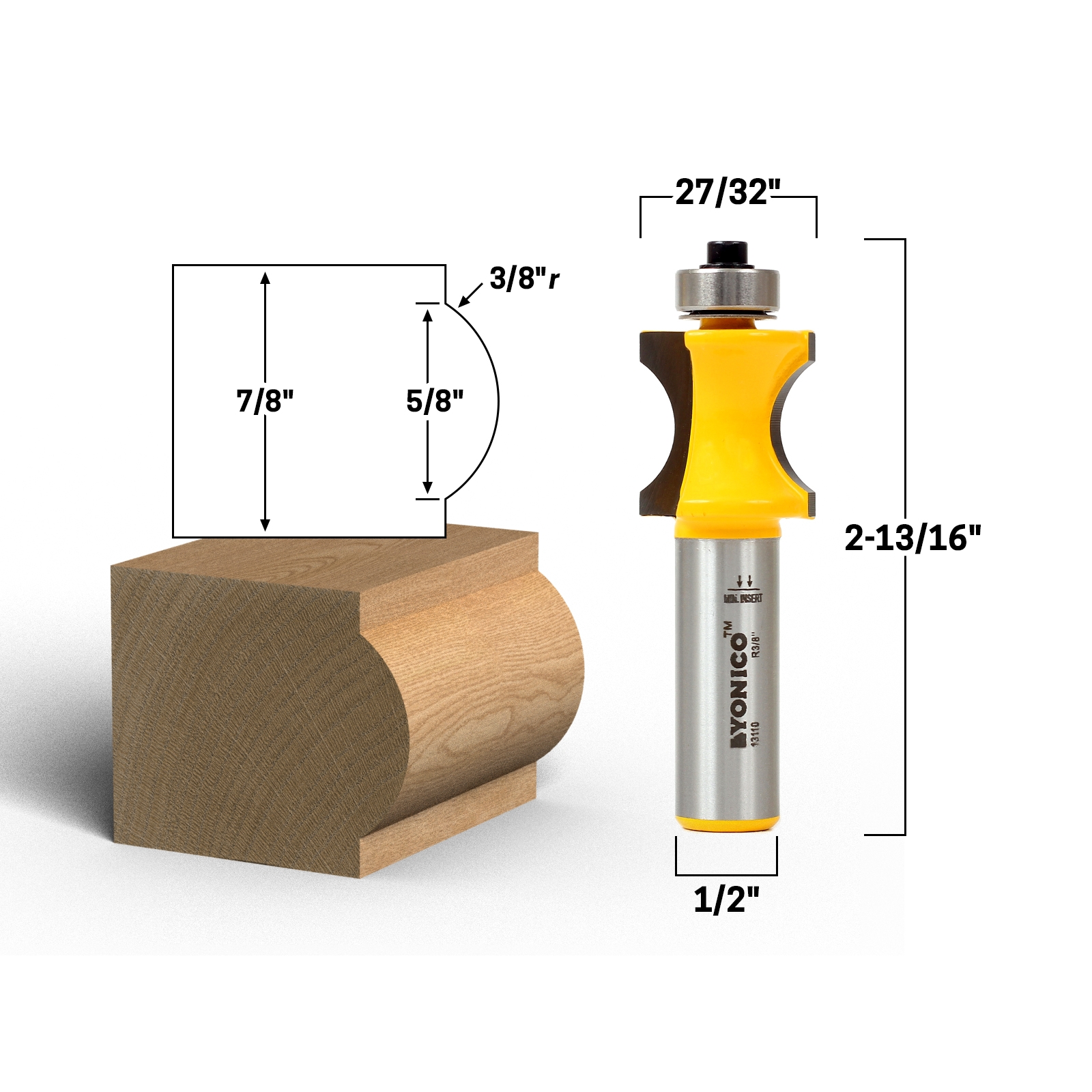 2 Bit Log Cabin Building Block Toy Router Bit Set - 1/2" Shank - Yonico ...