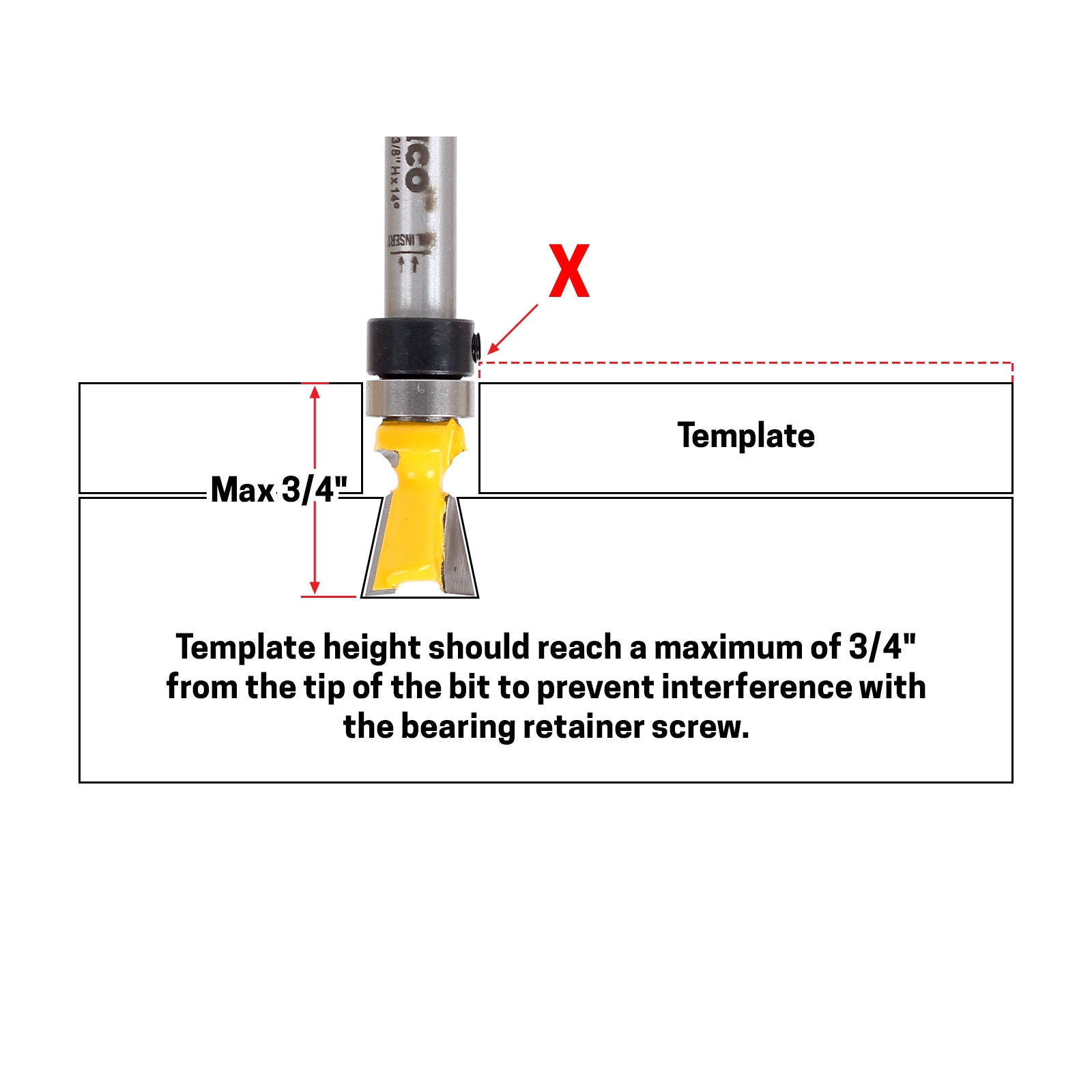 14° X 3/8" Dovetail Router Bit - 1/4" Shank - Yonico 14827q