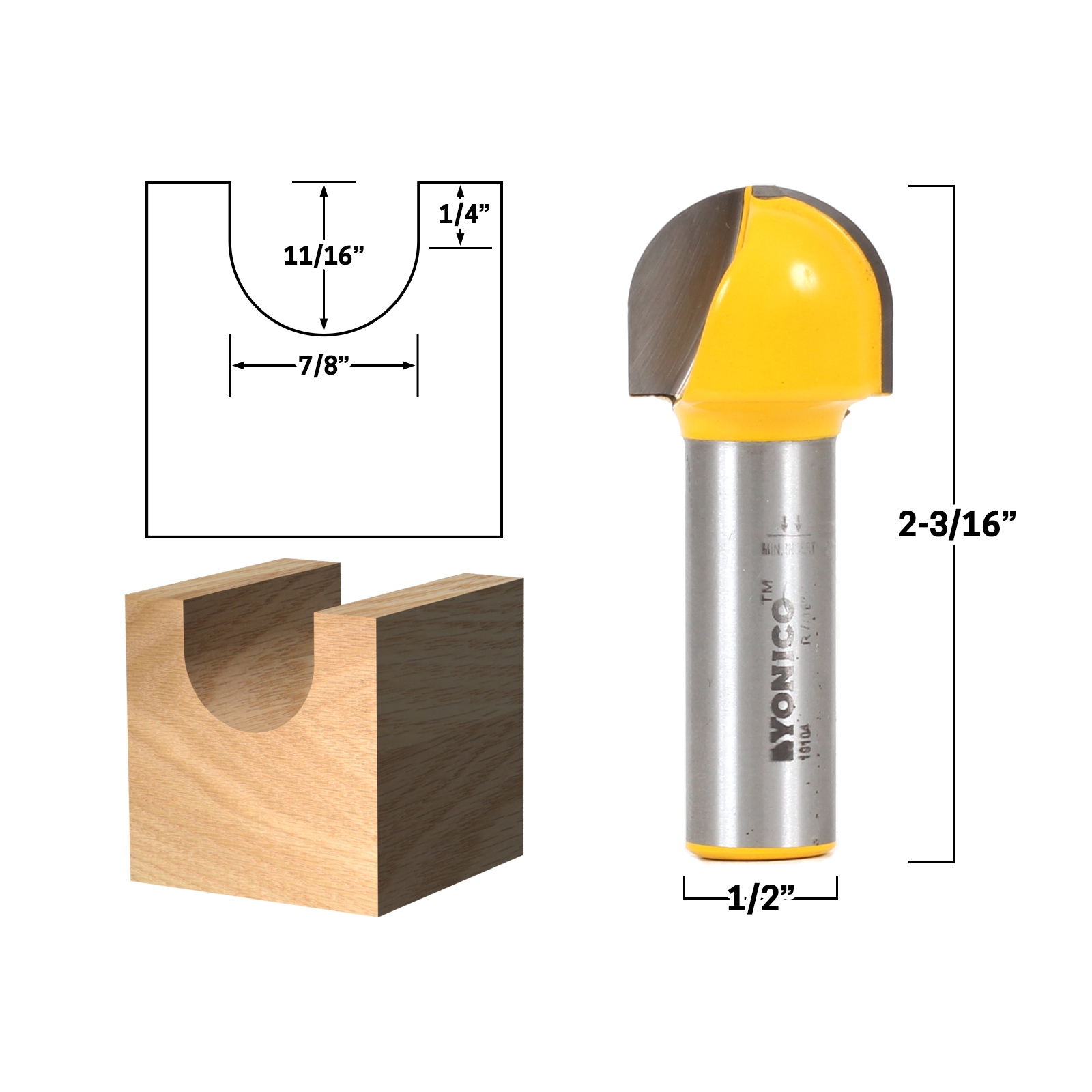 Groove :: Core Box :: 7/8" Diameter Core Box Router Bit - 1/2" Shank ...
