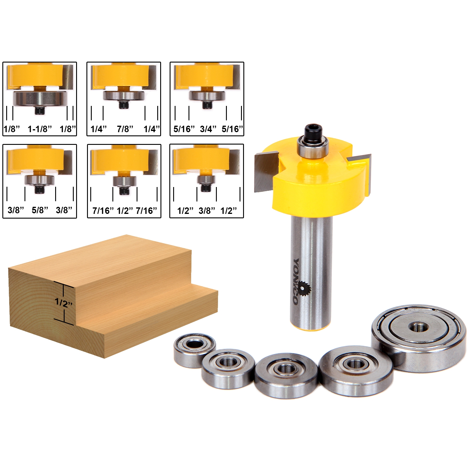 Router Bit Sets :: Large Sets :: 10 Bit Router Bit Set - 1/2" & 1/4 ...