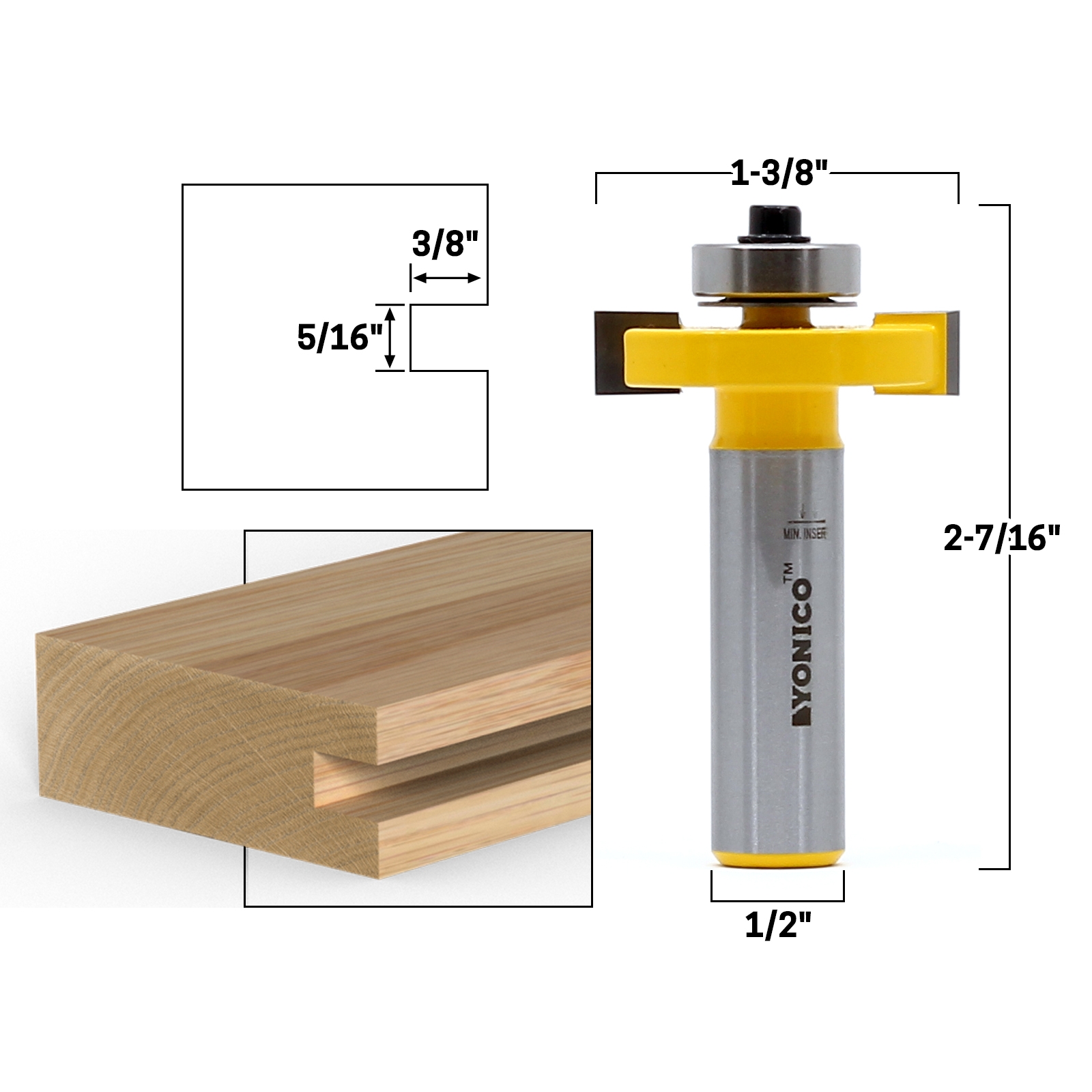 5/16" Slot Cutter Router Bit - 1/2" Shank - Yonico 14917