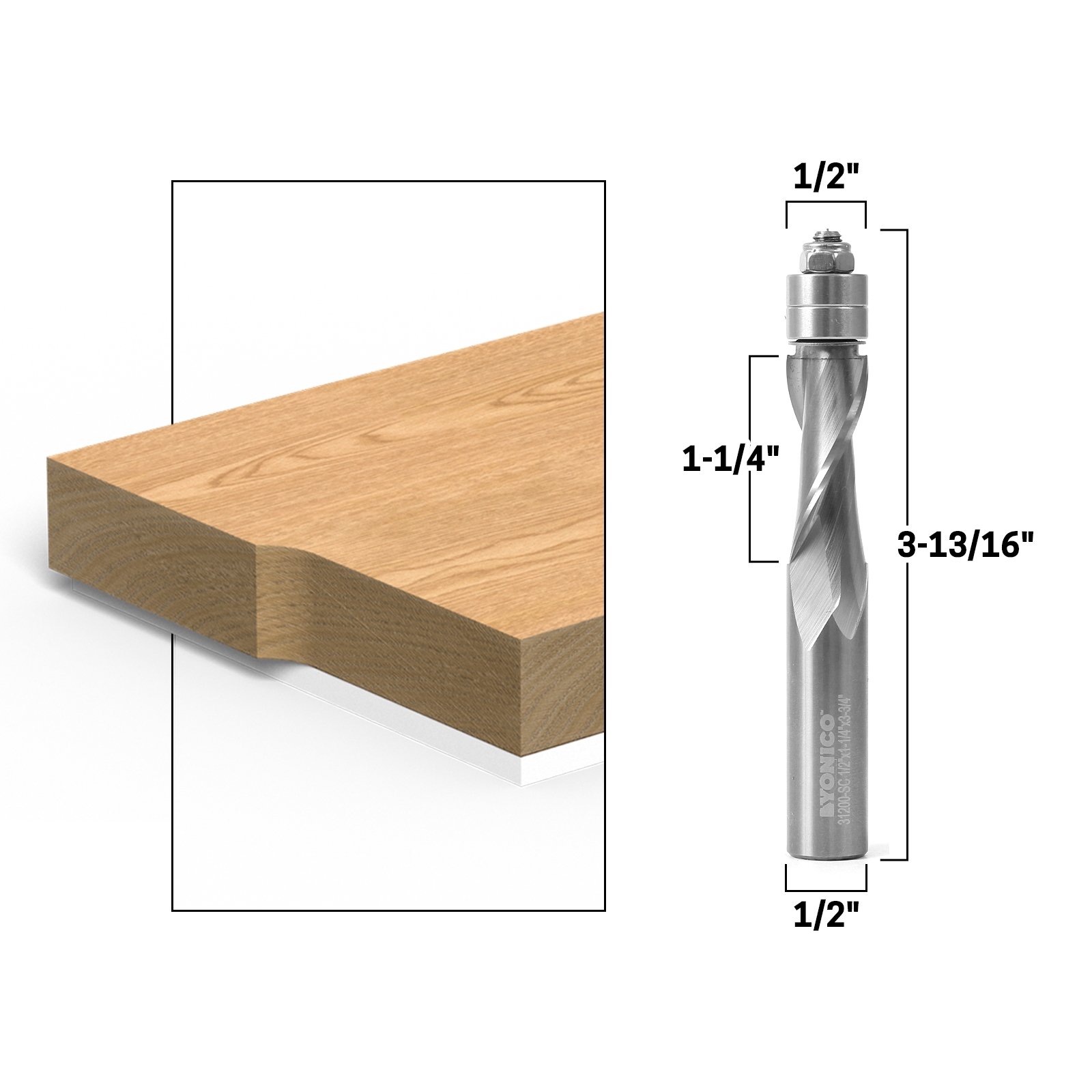 Straight & Spiral :: Flush Trim :: 1/2" Up-Cut Flush Trim Solid Carbide ...