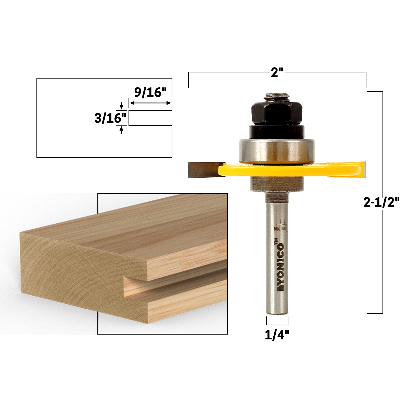 3/16" Slot Cutter Router Bit - 1/4" Shank - Yonico 12105q