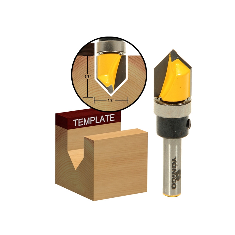 V groove router bit with bearing