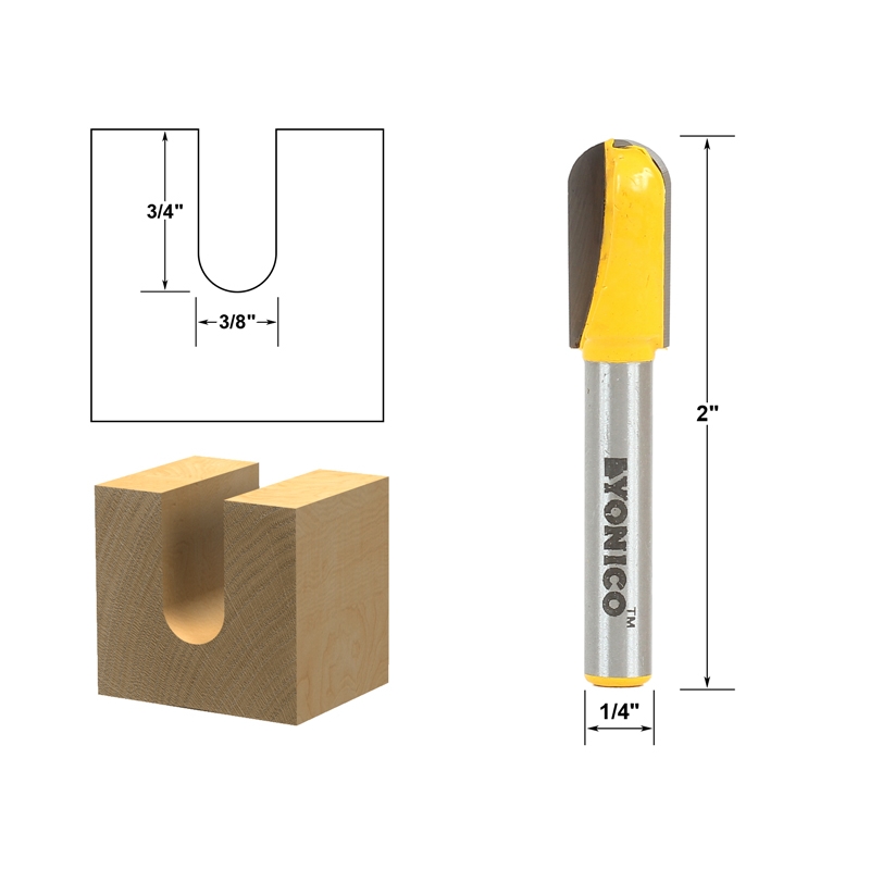 Groove :: Core Box :: Core Box Router Bit - 3/8"W X 3/4"H - 1/4" Shank ...