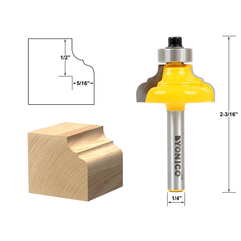 Small Classical Ogee Router Bit - 1/4" Shank - Yonico 13984q