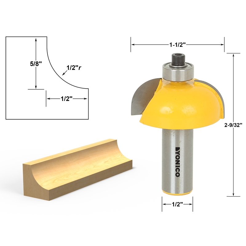 Edging :: Cove :: Cove Edging and Molding Router Bit - 1/2" Radius - 1/ ...