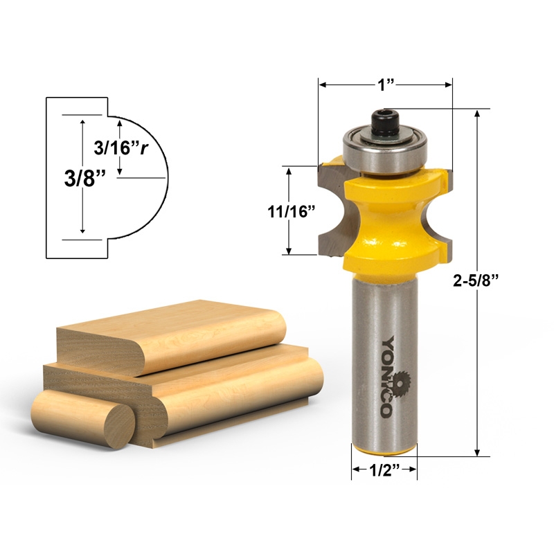 Edging :: Bullnose :: Bullnose Router Bit 3/16"r - 3/8" Bead - 1/2 ...