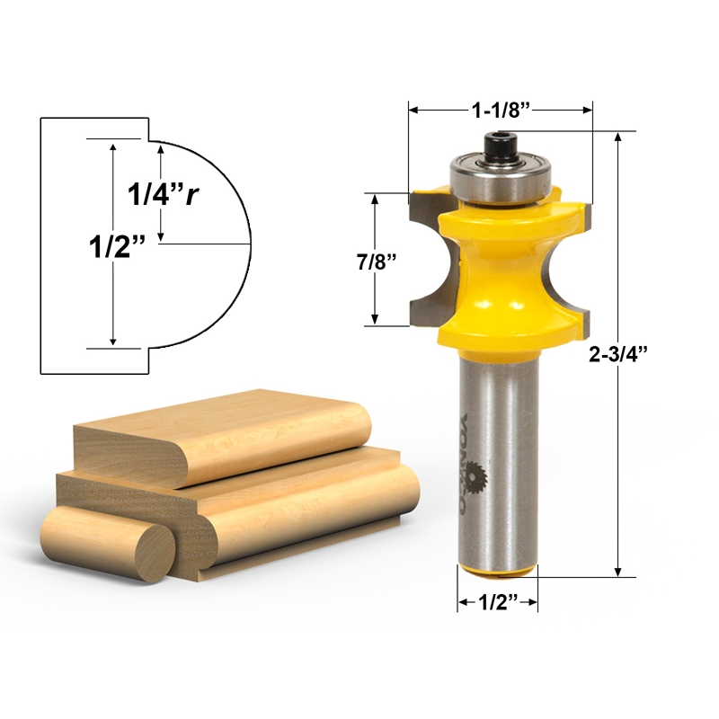 Edging :: Bullnose :: Bullnose Router Bit 1/4"r - 1/2" Bead - 1/2 ...