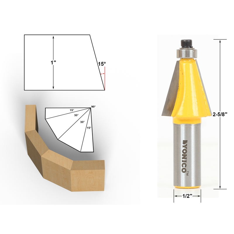 Edging :: Chamfer :: 15Â° Chamfer & Bevel Edging Router Bit - 1/2 ...