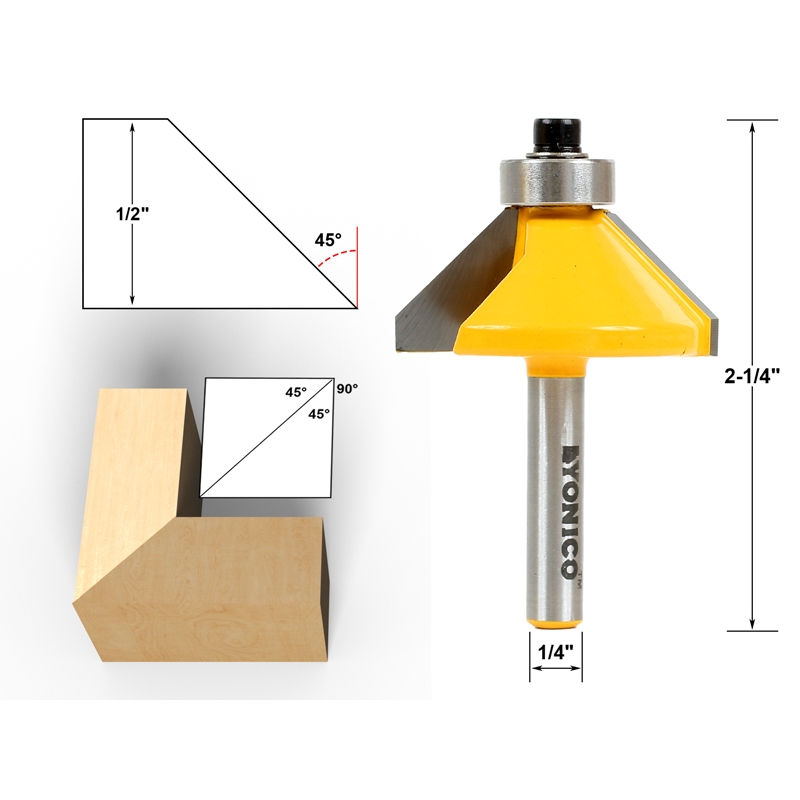 Edging :: Chamfer :: 45Â° Chamfer & Bevel Edging Router Bit - 1/4 ...