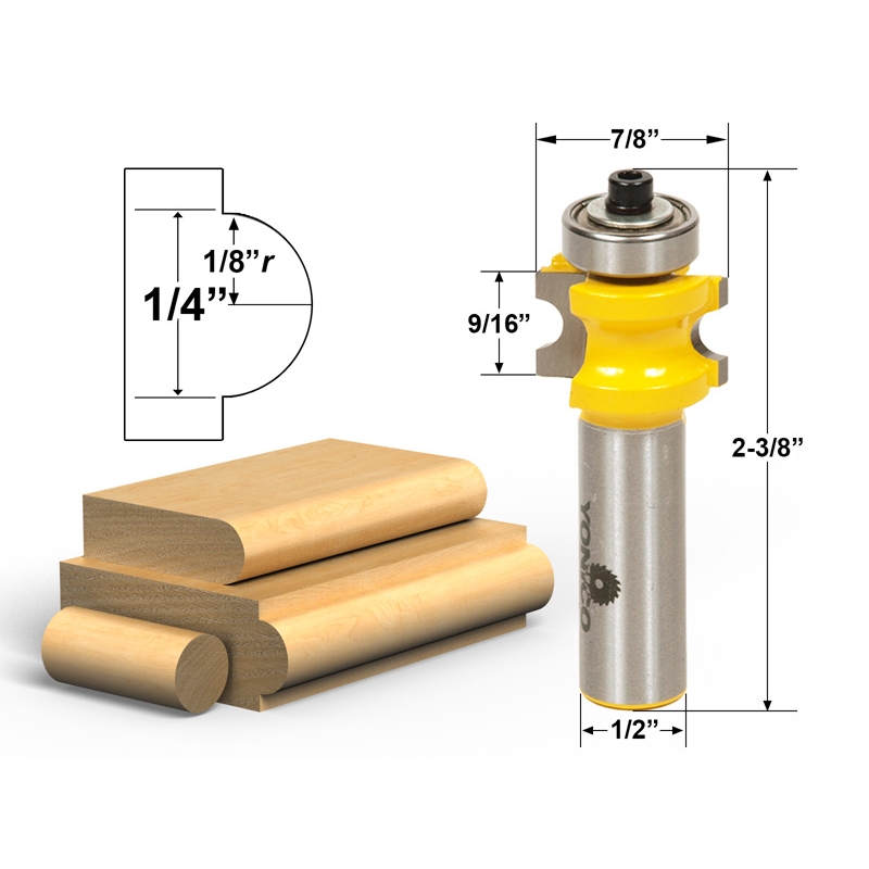 Edging :: Bullnose :: Bullnose Router Bit 1/8"r - 1/4" bead - 1/2 ...