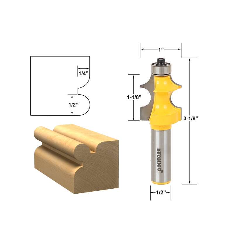 Edging :: Bullnose :: 1/4" Radius Corner Bead/Beading Router Bit - 1/2 ...