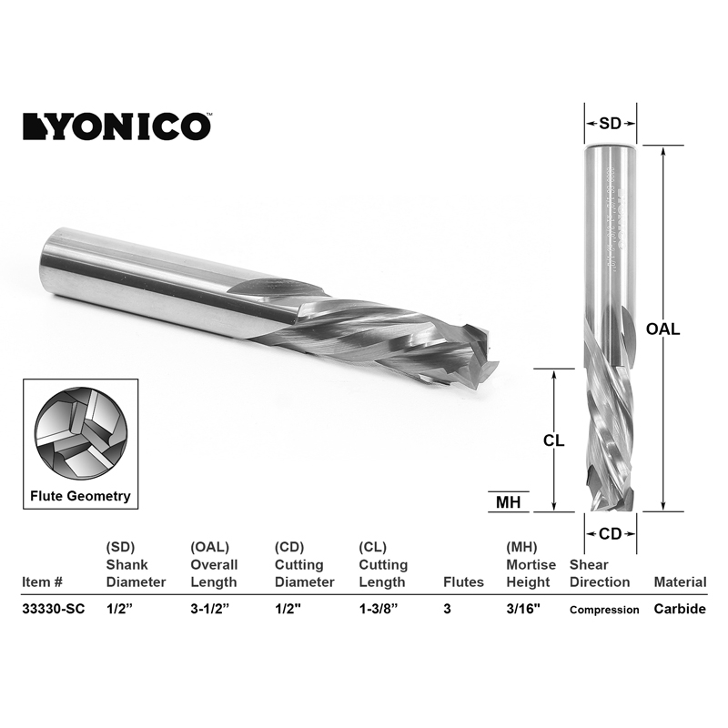 CNC Router Bits :: Compression Cut End Mills :: CNC compression bit - w ...