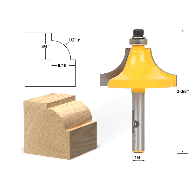 Edging :: Round Over Bead :: Round Over Beading Edging Router Bit - 1/2 ...