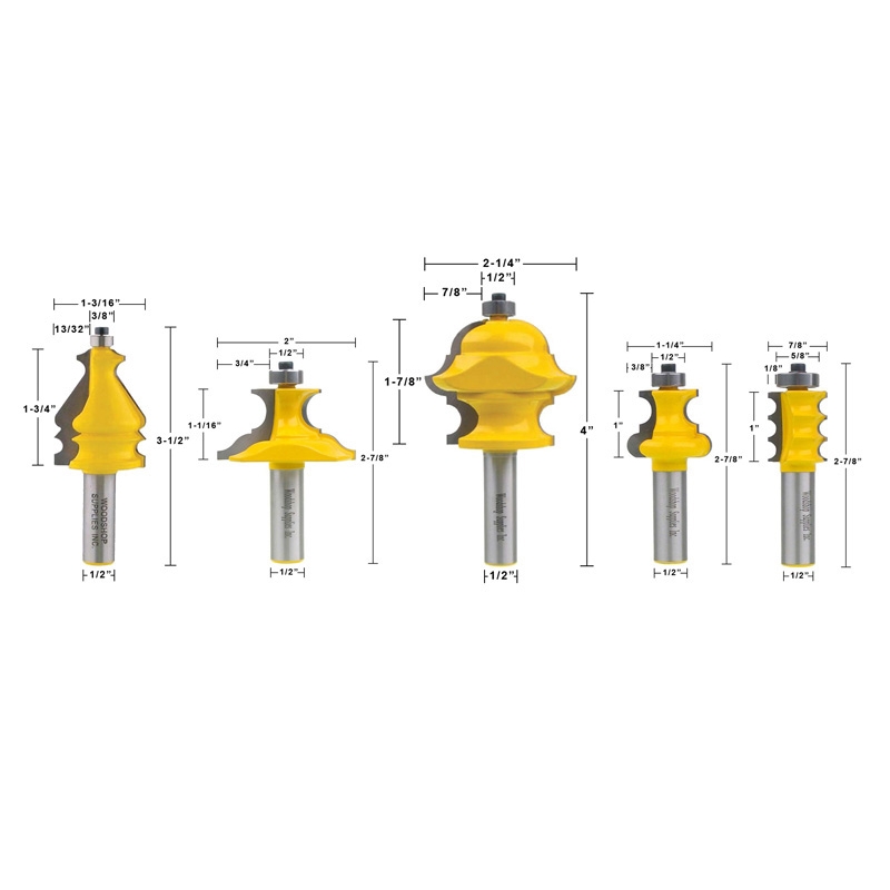 Router Bit Sets :: Molding Sets :: 5 Bit Specialty Molding Router Bit ...