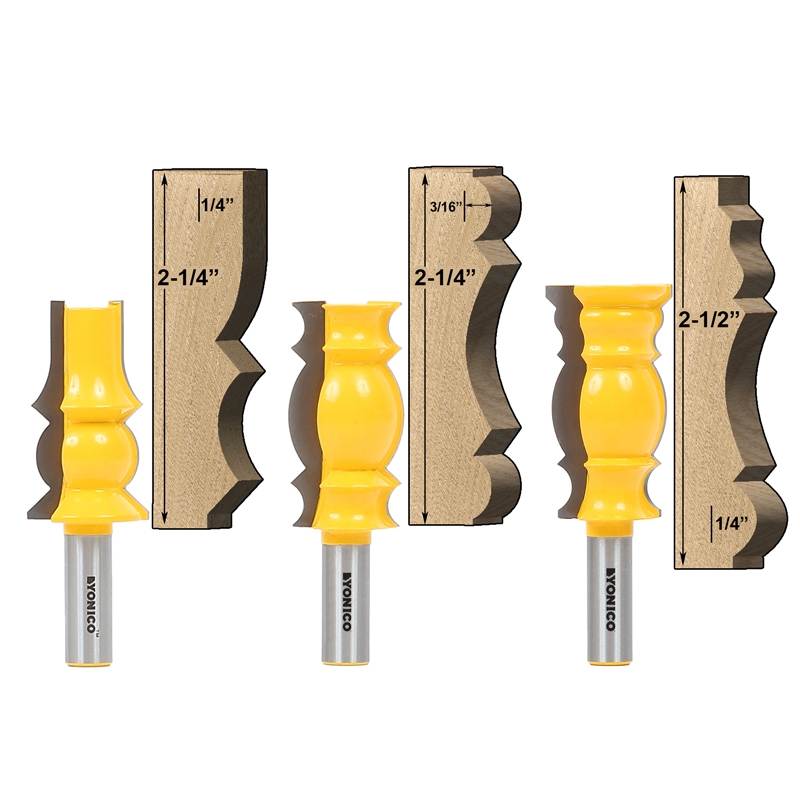 3 Bit Crown Molding Router Bit Set 1 2 Shank Yonico 16320